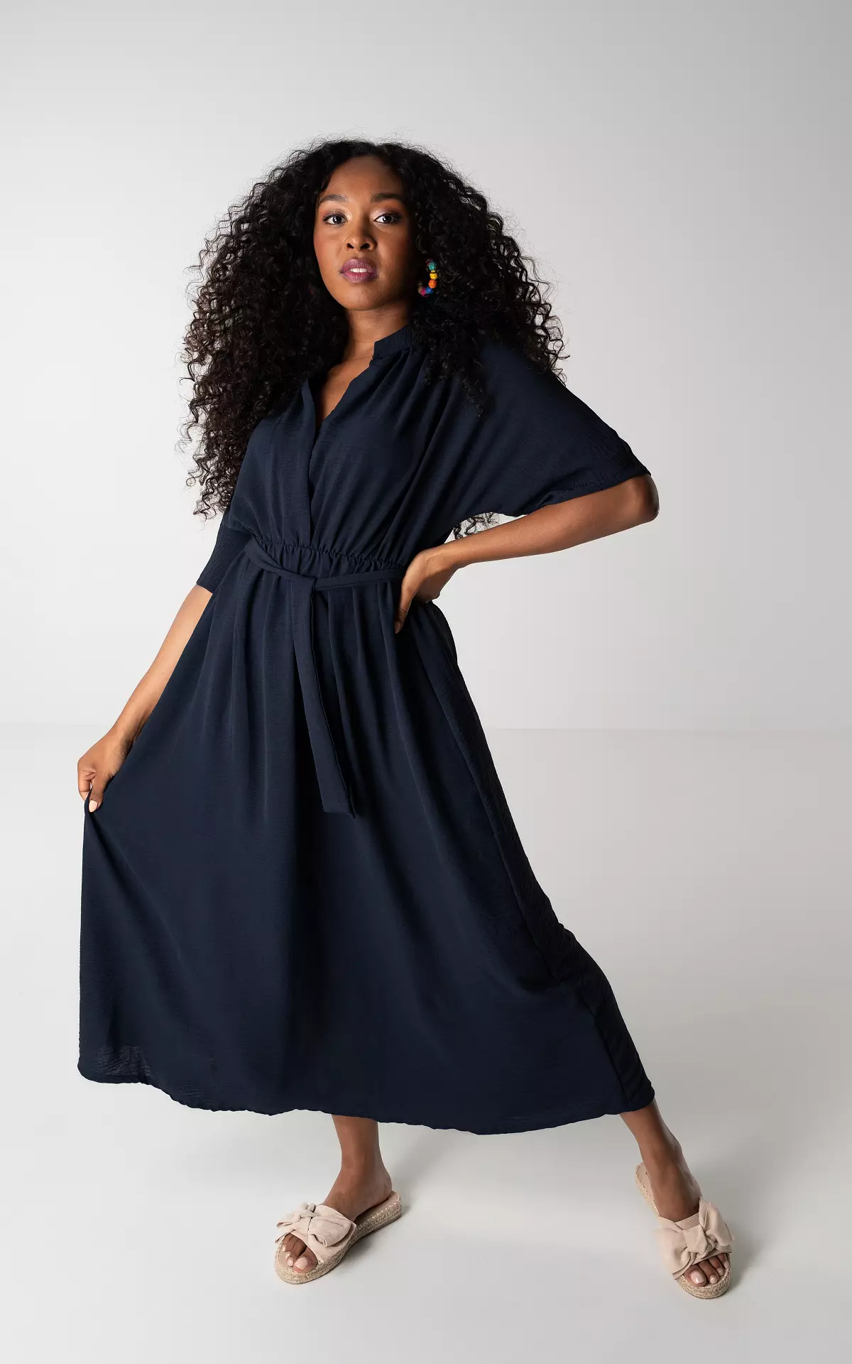 Maxi jurk met korte mouwen - Donkerblauw | Guts & Gusto