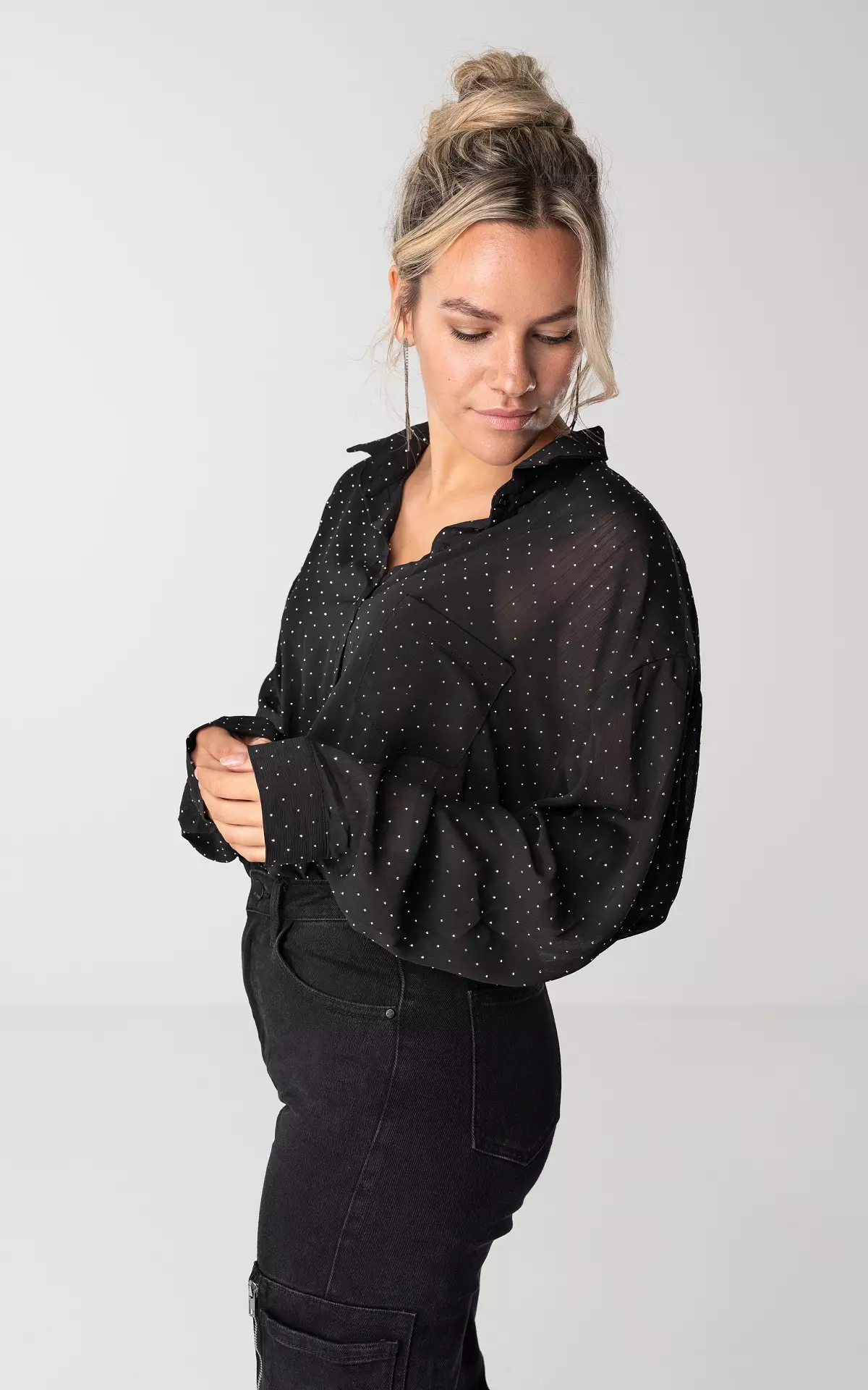 Bluse mit Strass-Steinen - Schwarz | Guts & Gusto