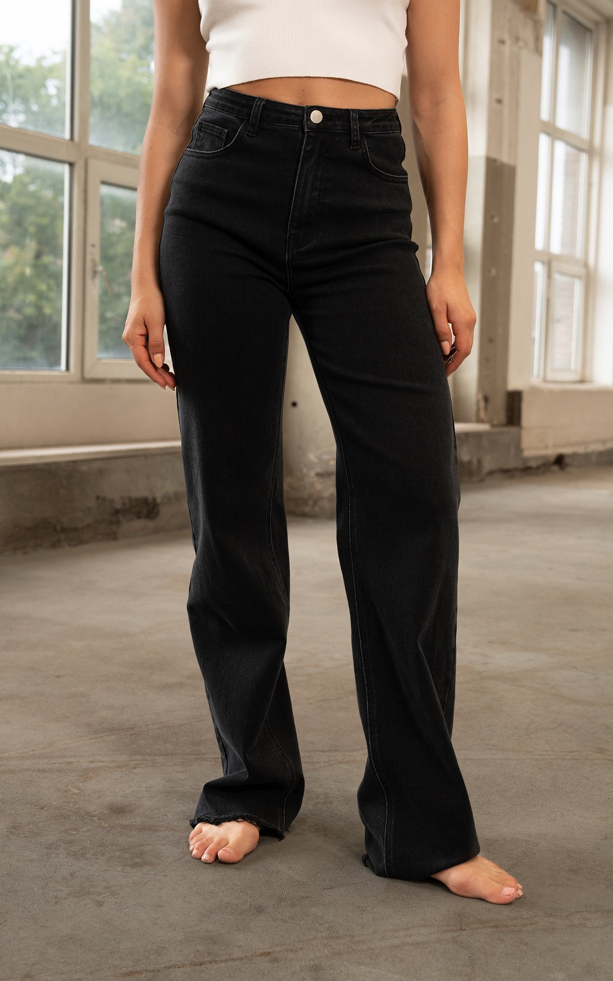 Straight fit high waist jeans Shuttle - Dark Grey