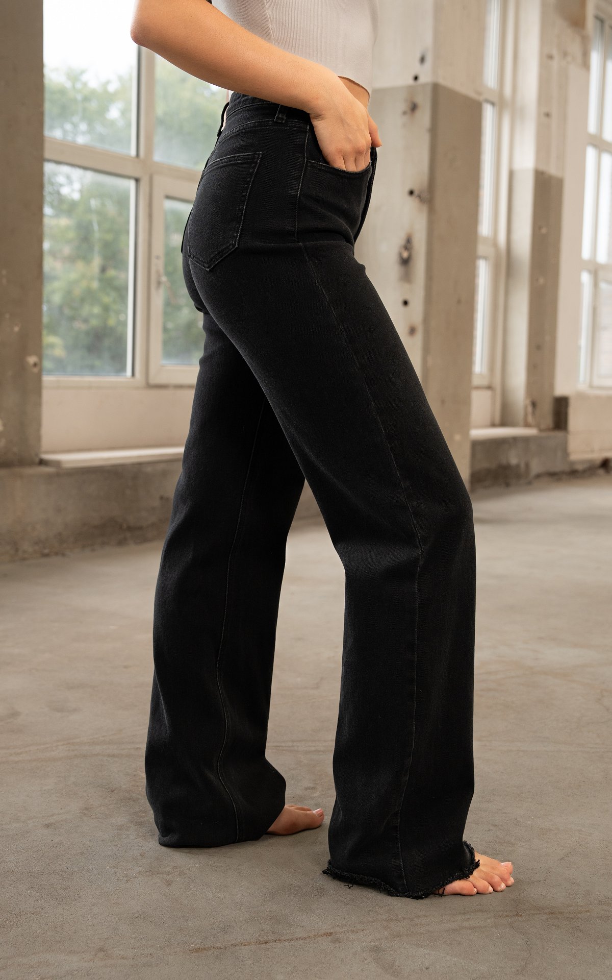 Straight fit high waist jeans Shuttle - Dark Grey