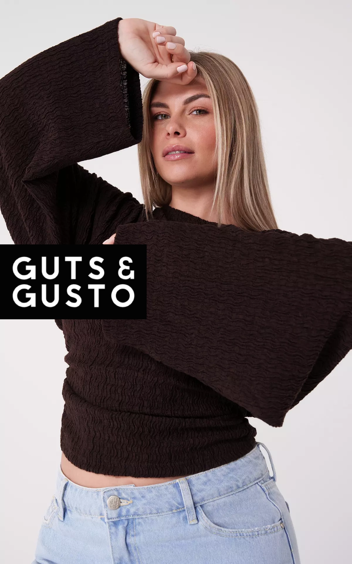 Top met plooien - Donkerbruin | Guts & Gusto